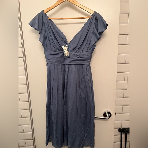 Foley + Corinna | Dresses | Foley Corinna Shirred Blue Cotton Voile ...